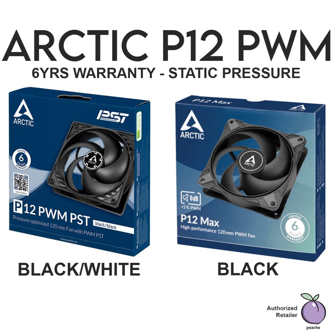 ARCTIC P12 P12 MAX PWM Pressure-optimised 120 mm PWM High Static Pressure PC Case Chassis Fan ...
