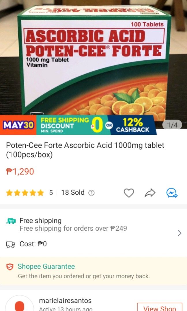 Ascorbic acid poten-cee forte 1000 mg tablet on Carousell