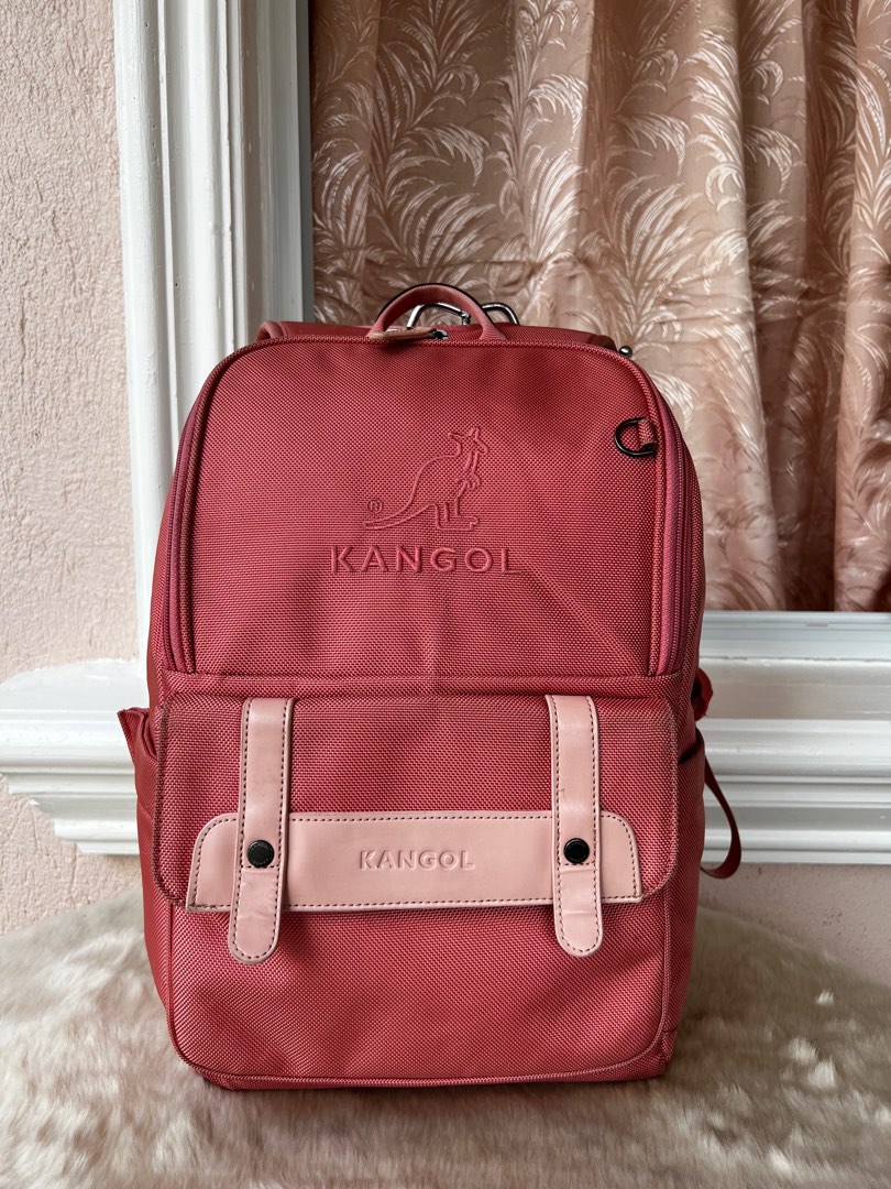 Authentic KANGOL Cube Padded Backpack in Salmon Pink for Kids, Babies ...