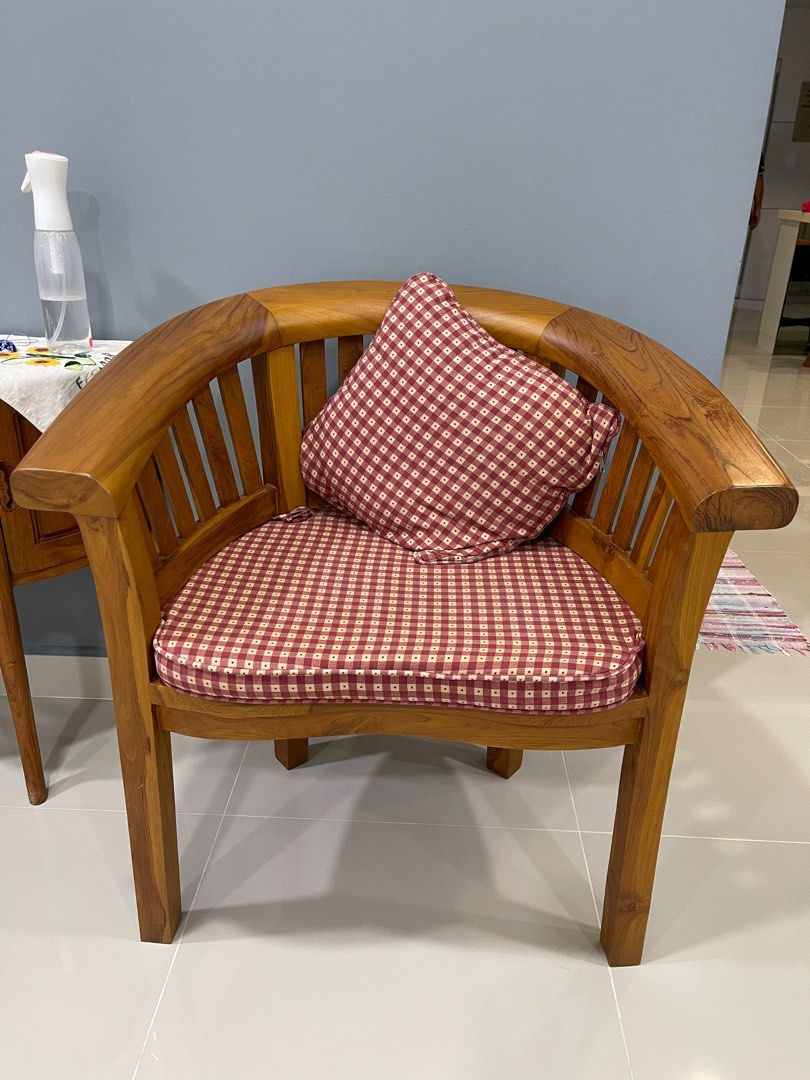 Authentic original Balinese teak wood table chair set, Furniture & Home ...