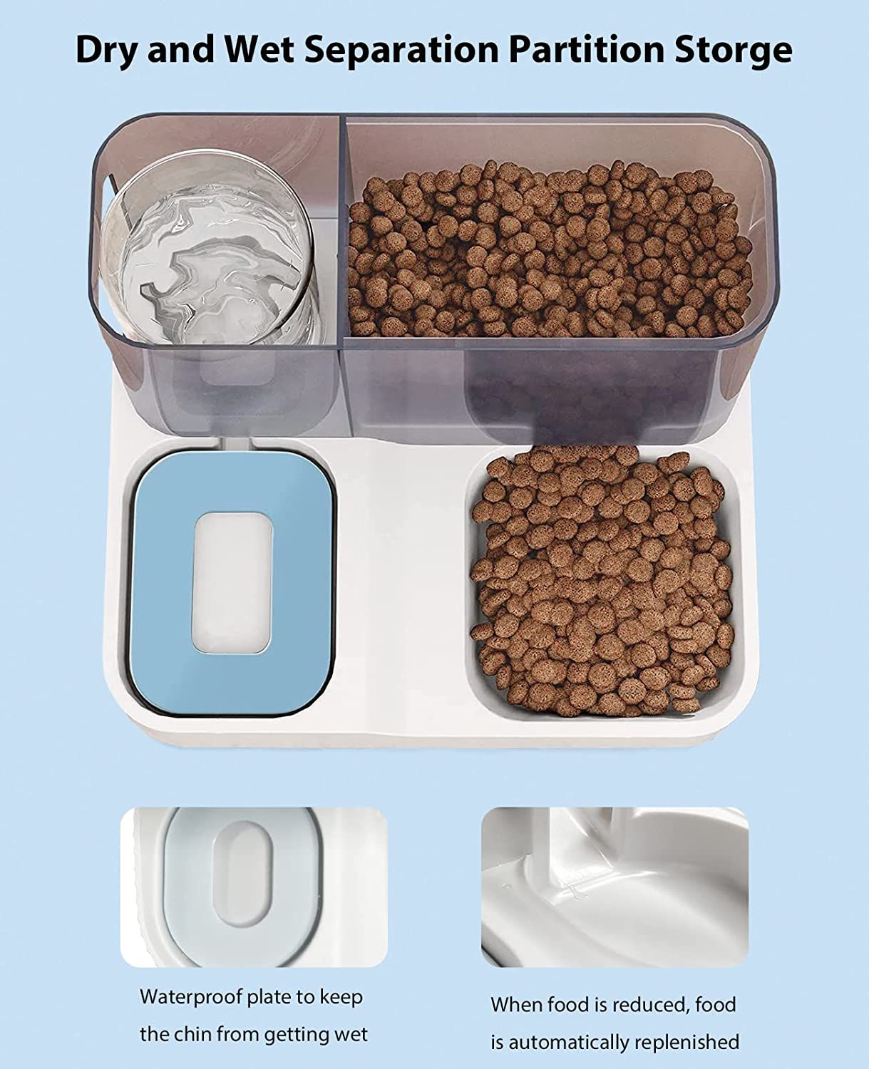 Automatic Dog Cat Feeder and Water Dispenser, NAUGHTYTRIBE 2-in-1 Automatic Pet Feeder, 3L ...