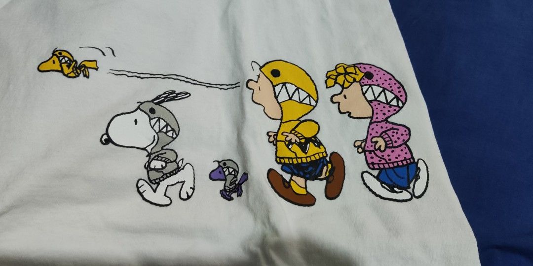 BAPE × peanuts snoopy shark hoodie friends T-shirt White A Bathing Ape ...