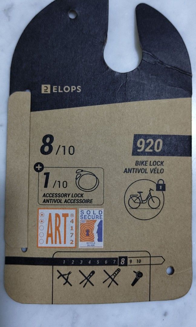 Bike Lock Elops 900 Mini D & Chain - Black & Yellow, Sports Equipment ...