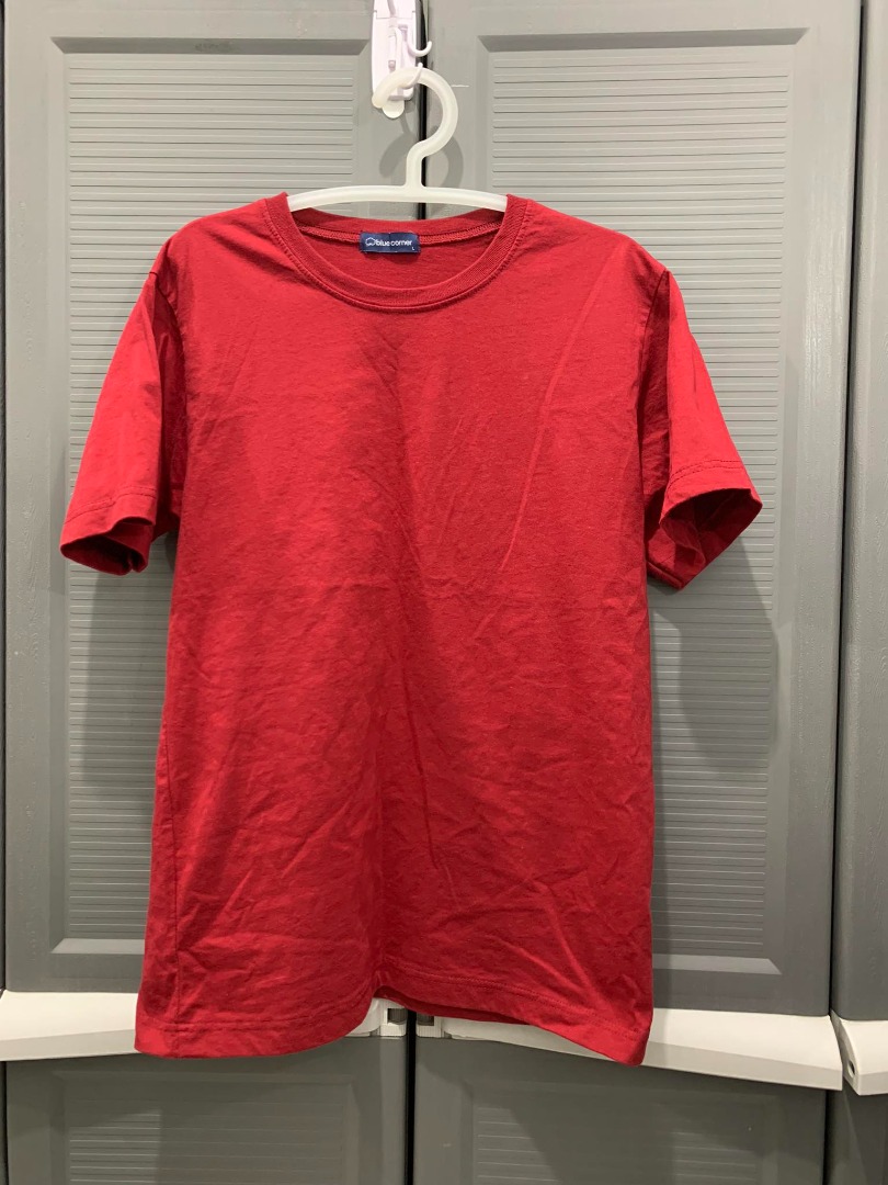 BLUE CORNER Red Basic Shirt 100Php, Men's Fashion, Tops & Sets, Tshirts ...