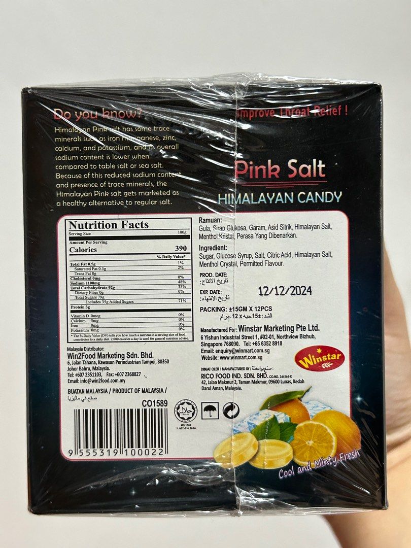 [Brand New] Himalayan pink salt cool mint & lemon flavoured candy, Food ...