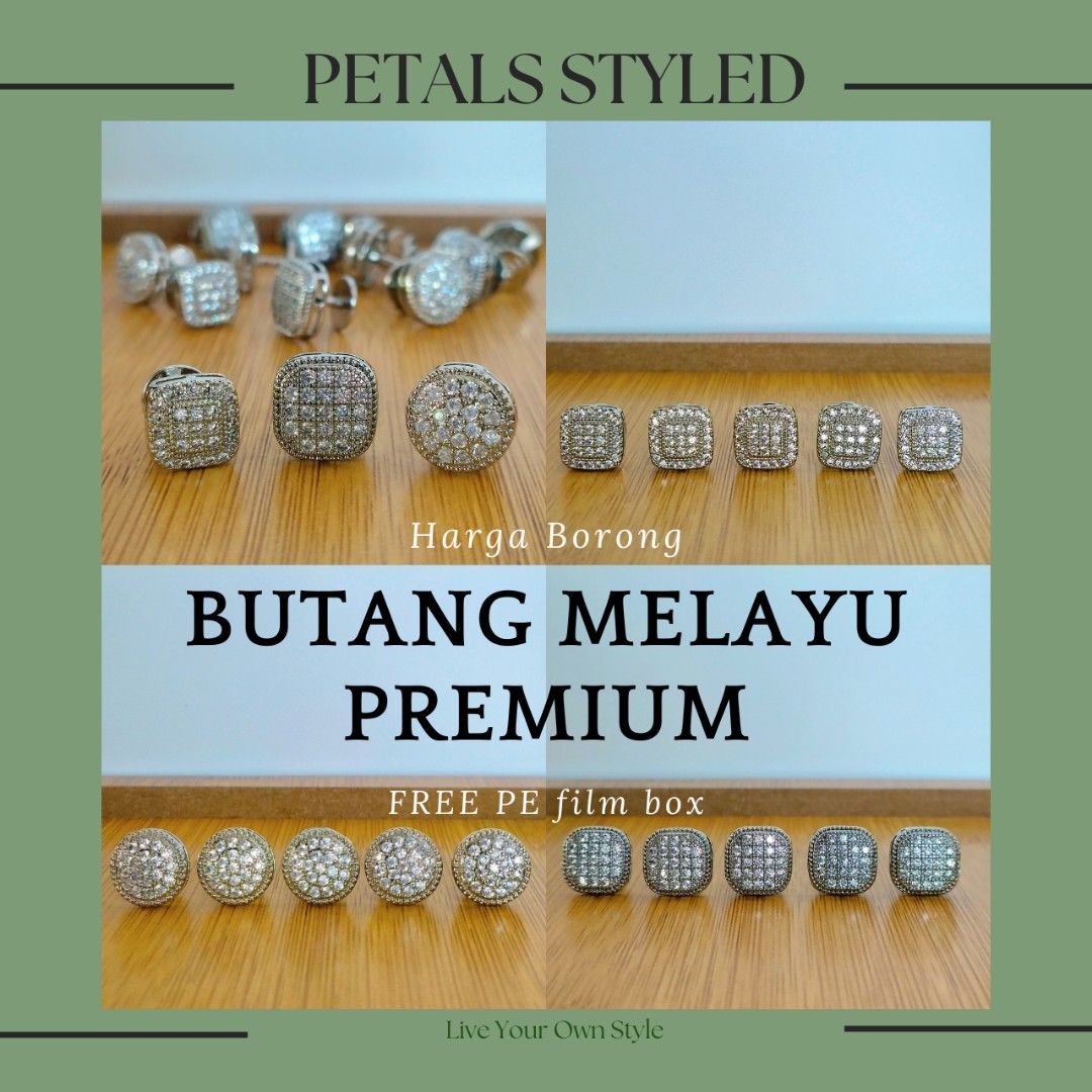 Butang Baju Melayu Premium Set, Men's Fashion, Muslim Wear, Accessories ...