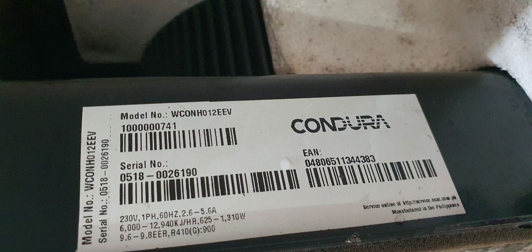 Condura Inverter WRAC 1hp Window type aircon WCONH012EEV, TV & Home ...