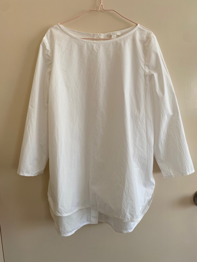 COS white blouse with back buttons on Carousell