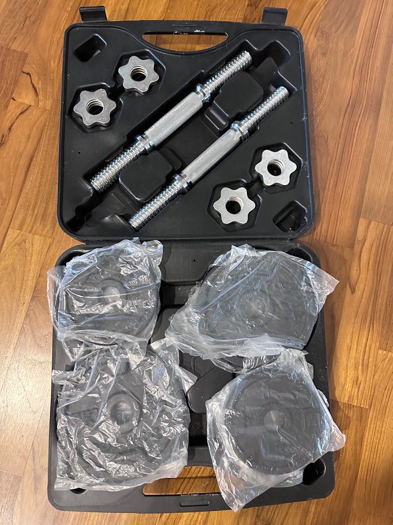 Decathlon 20kg adjustable dumbbell set, Sports Equipment, Exercise ...