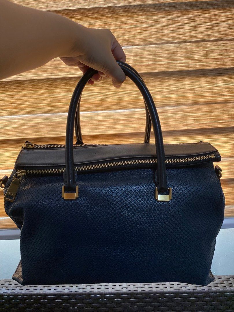 Double M milano leather bag dark blue on Carousell
