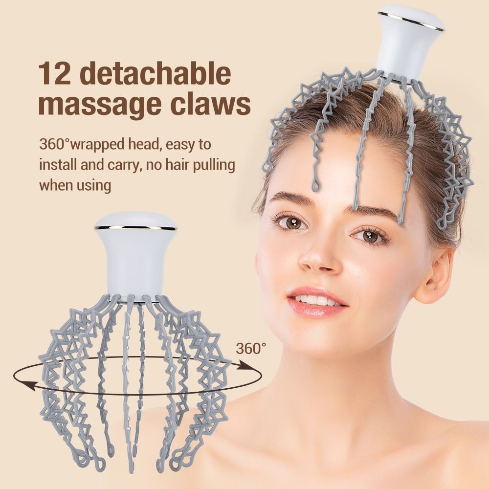 Electric 12-Octopus Claw Scalp Head Massager Wireless Vibration Anti ...
