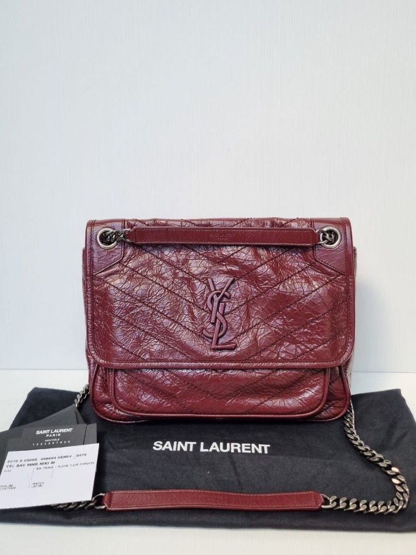 Fast Sale Preloved YSL Nikki Medium Burgundy 2019 Complete tags, card ...