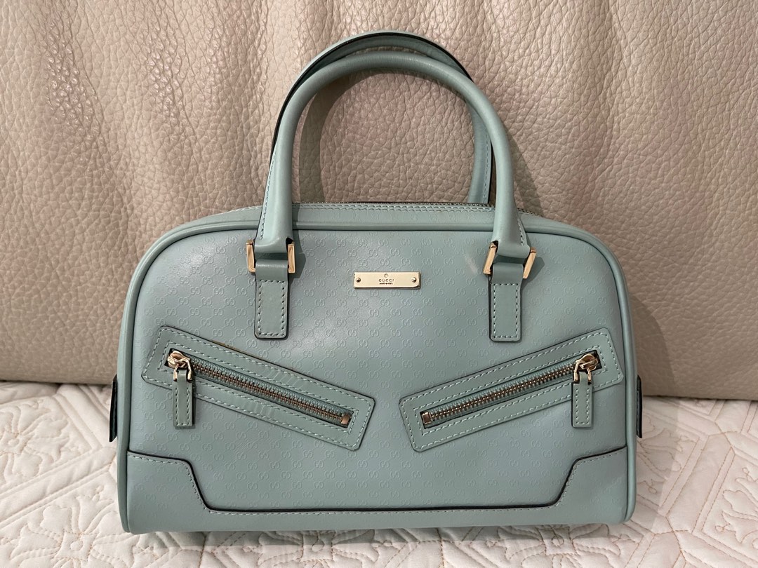 Gucci Light Blue Microguccissima Leather Bowling Bag, Luxury, Bags ...