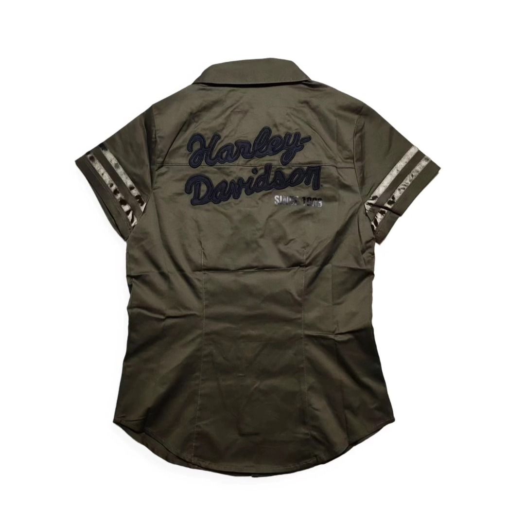 Harley Davidson Women Shirt Artisan Zip Front Kemeja Semi Jaket Wanita ...