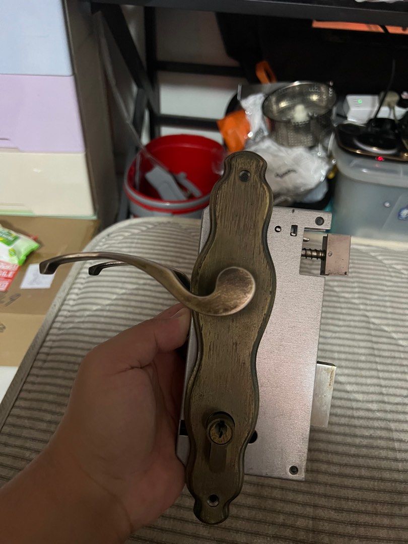 HDB BTO Metal Iron Gate Lock and Handle, Furniture & Home Living ...