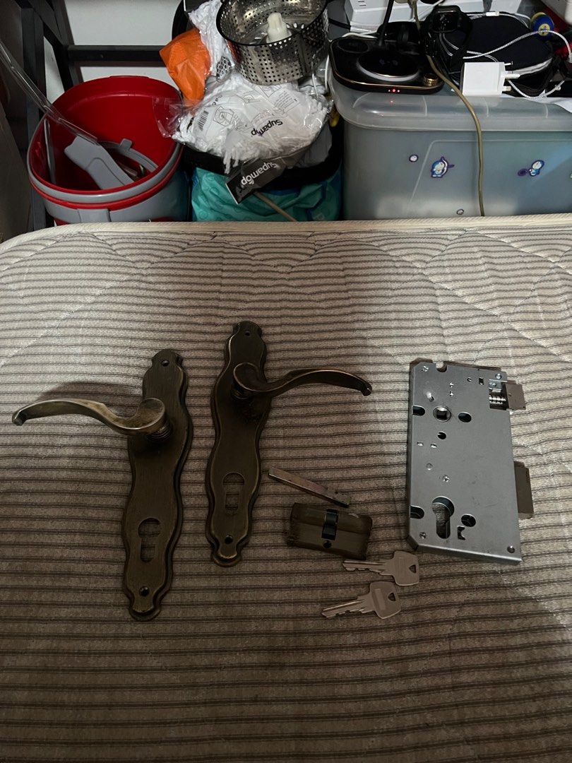 HDB BTO Metal Iron Gate Lock and Handle, Furniture & Home Living ...