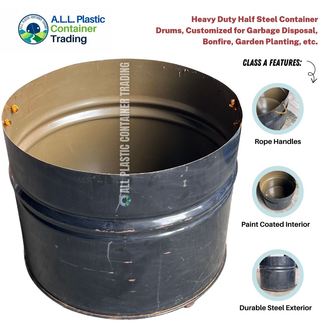 Heavy Duty Half Steel Container Drums, Customized for Garbage Disposal ...