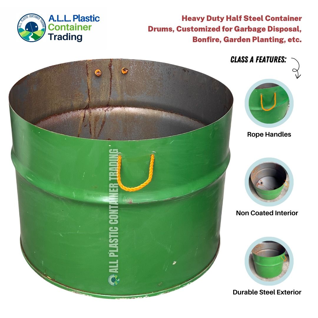 Heavy Duty Half Steel Container Drums, Customized for Garbage Disposal ...