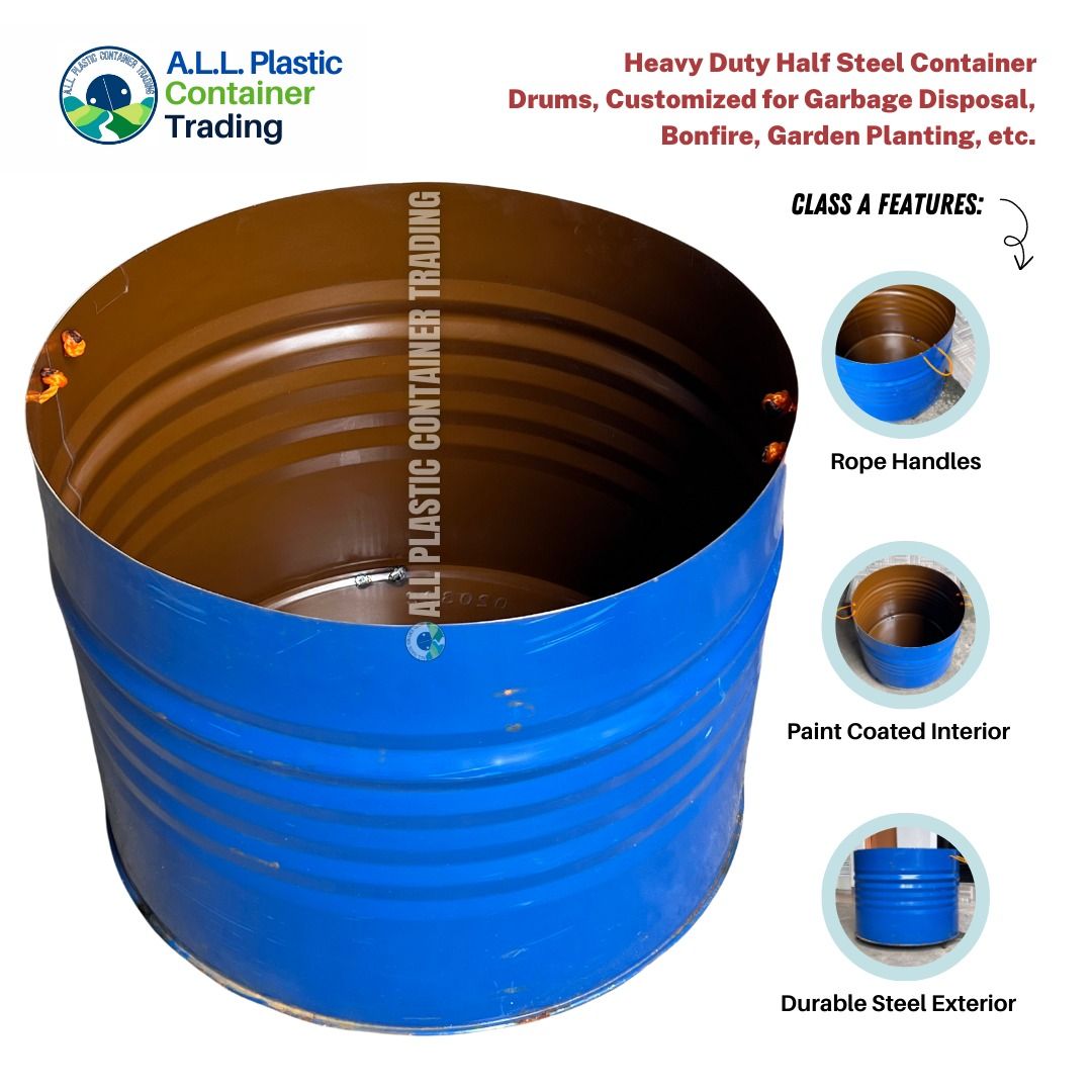 Heavy Duty Half Steel Container Drums, Customized for Garbage Disposal ...