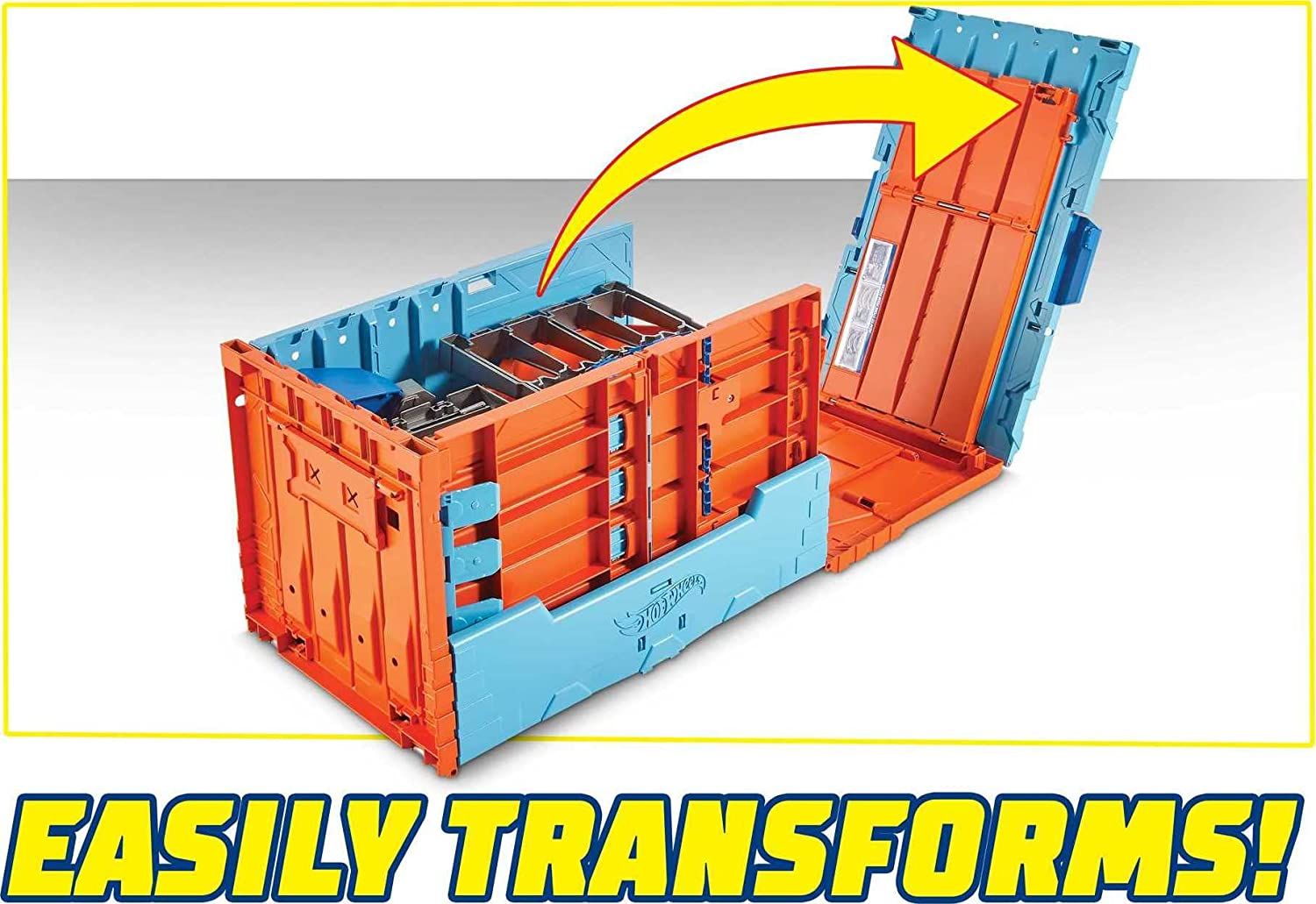 Hot Wheels Race Crate with 3 Stunts in 1 Set Portable Storage Ages 6 to ...