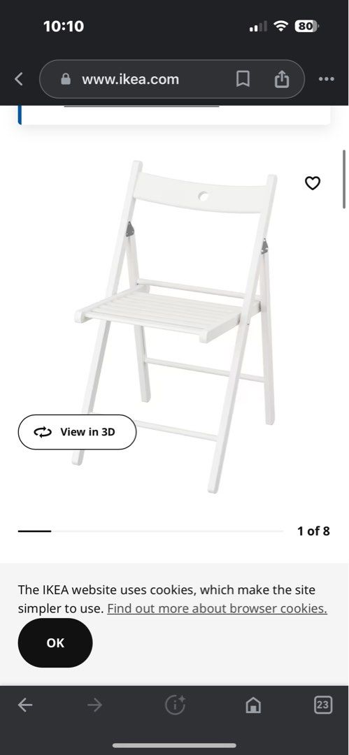 Ikea Terje Foldable wooden chair white, Furniture & Home Living, Furniture, Chairs on Carousell