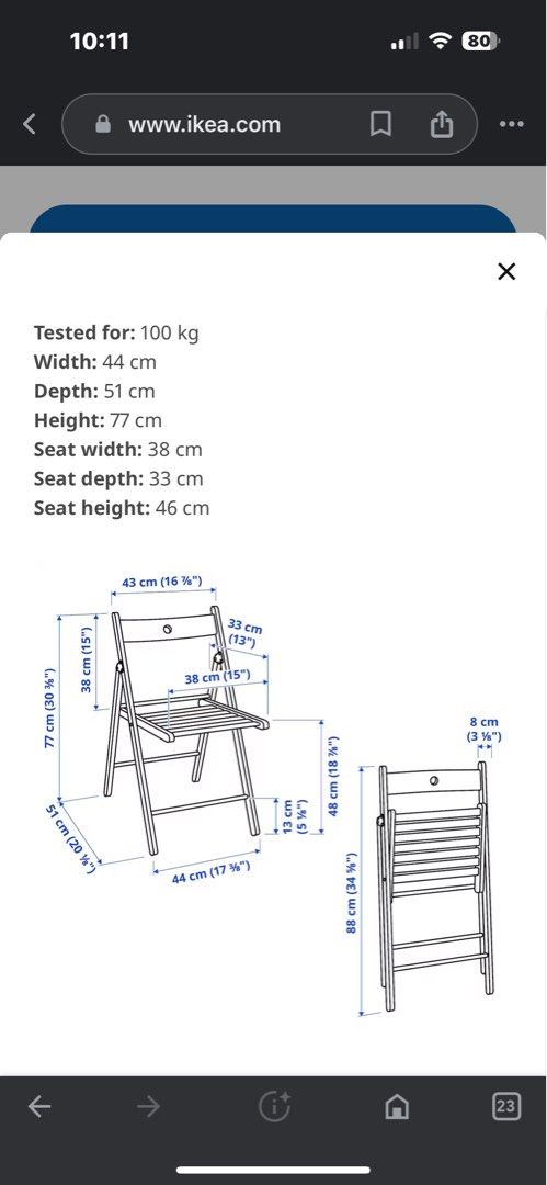 Ikea Terje Foldable wooden chair white, Furniture & Home Living, Furniture, Chairs on Carousell
