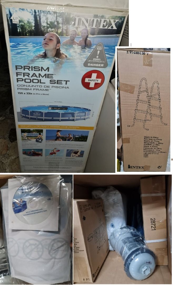 Intex Prism 26728 15ft x 33ft (457 x 84CM) Round Swimming Pool Set w ...