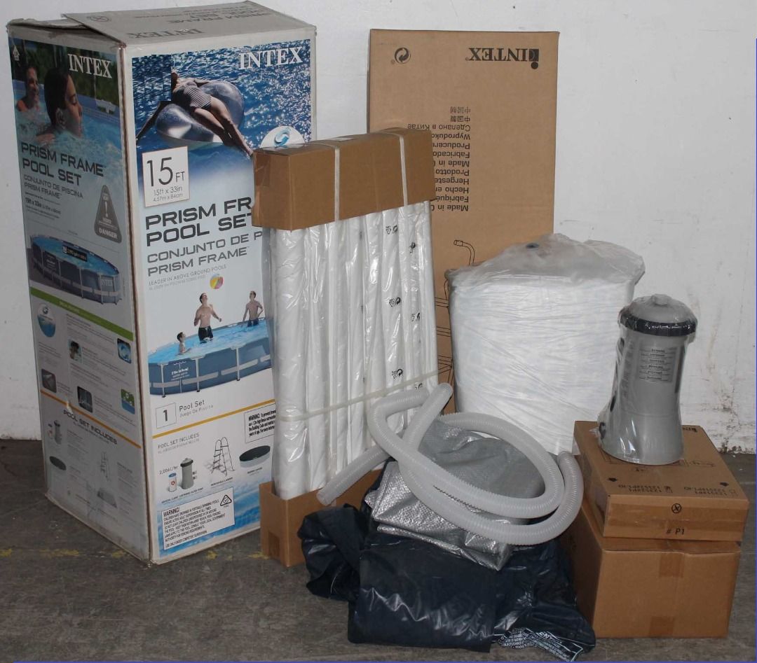 Intex Prism 26728 15ft x 33ft (457 x 84CM) Round Swimming Pool Set w ...