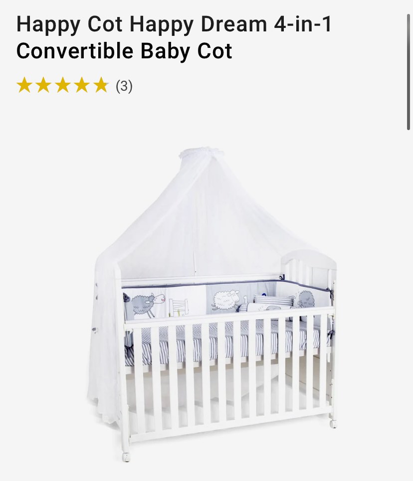 Jarrons & Co Happy Cot 4 in 1 cot, Babies & Kids, Baby Nursery & Kids ...