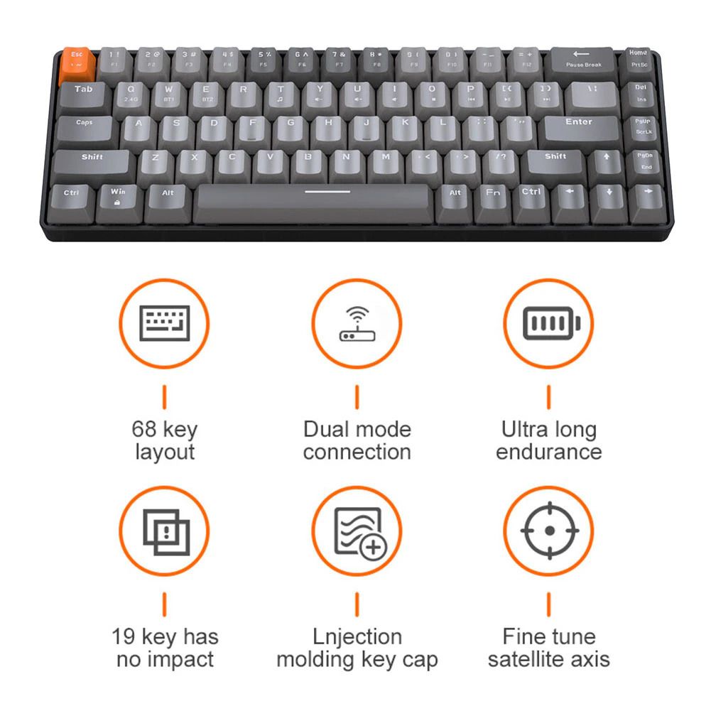 K68 Wireless Keyboard Mechanical keychron Gaming 68 Keys 2.4G/BT5.0 ...