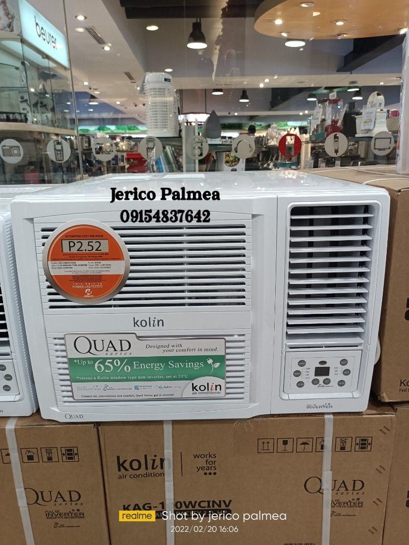 Kolin window type aircon quad series inverter, TV & Home Appliances ...