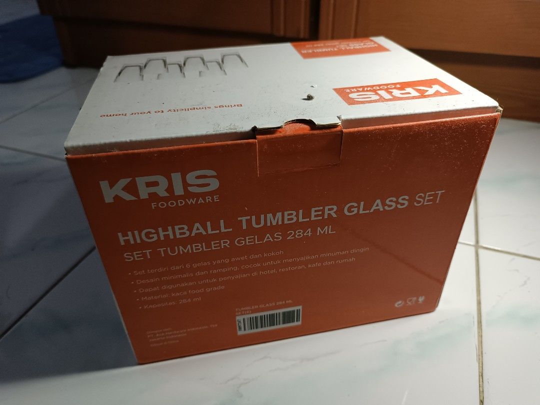 KRIS Highball Tumbler Glass Set Gelas 6 set, Kitchen & Appliances di ...
