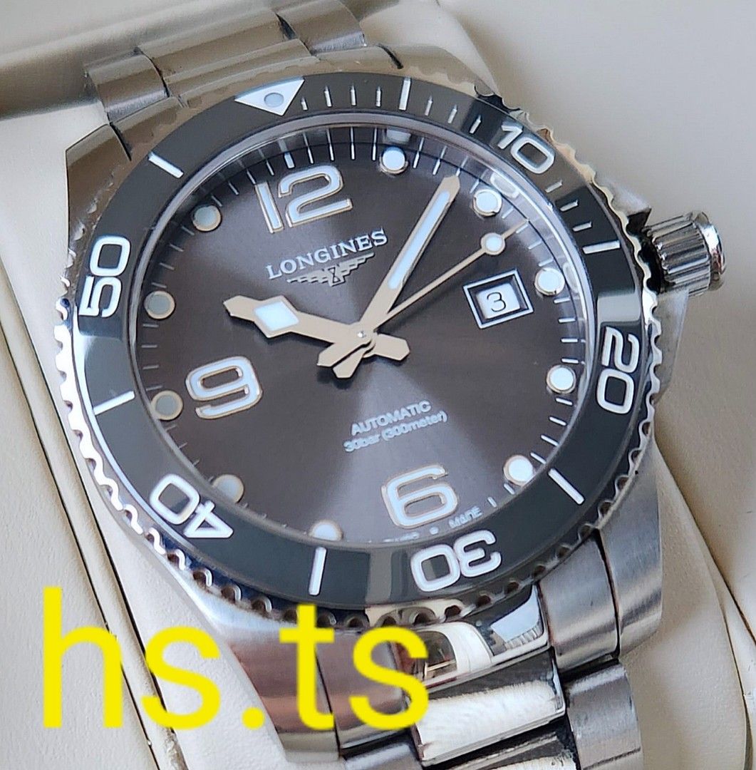 Longines Hydroconquest Grey Automatic Divers Watch, Men's Fashion ...