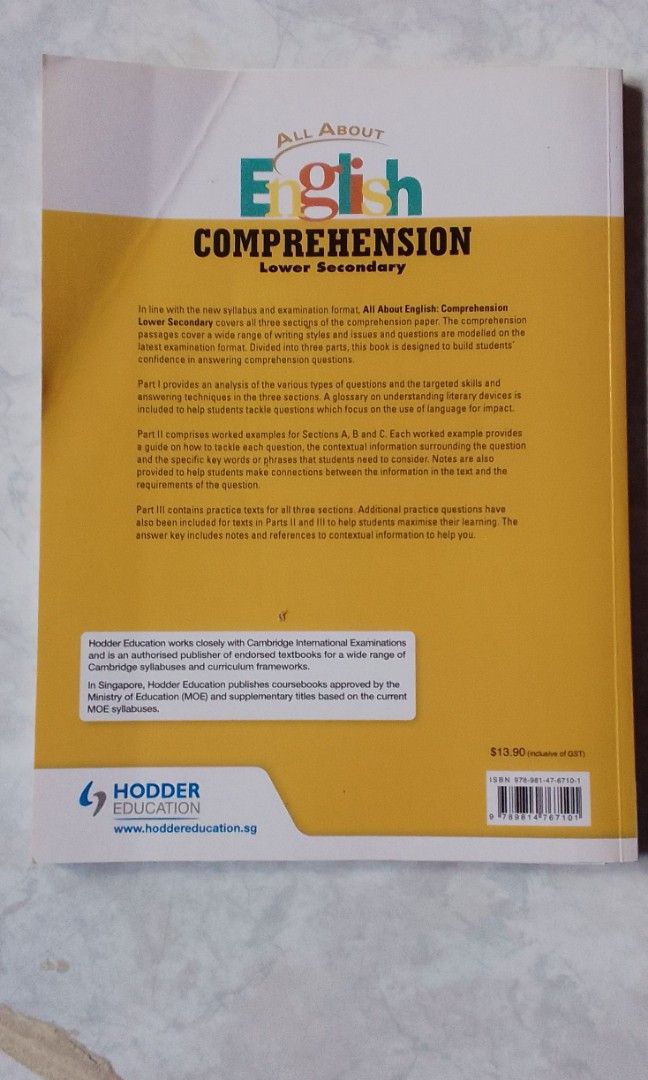Lower Secondary Comprehension - All About English series by Hodder ...