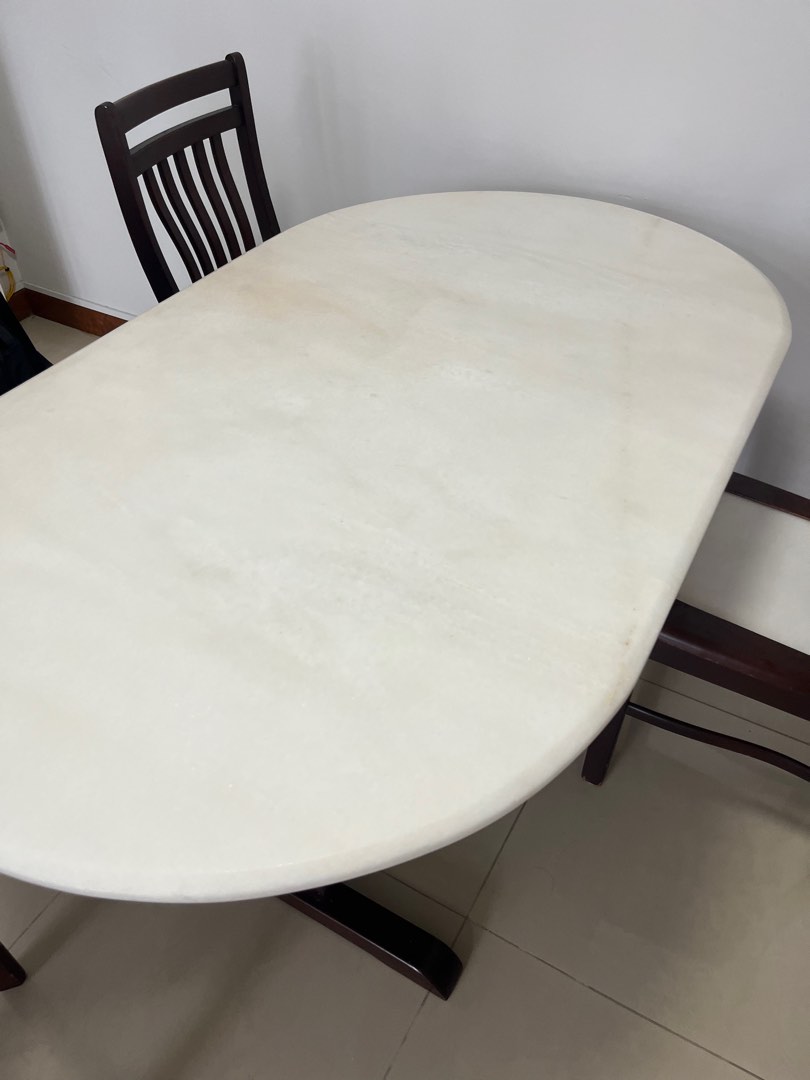 Marble dining table set, Furniture & Home Living, Furniture, Tables ...