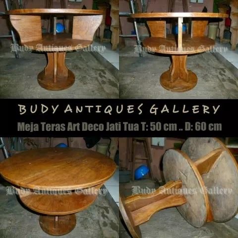 Meja Teras Art Deco Bahan Kayu Jati # 3, Perabotan Rumah di Carousell