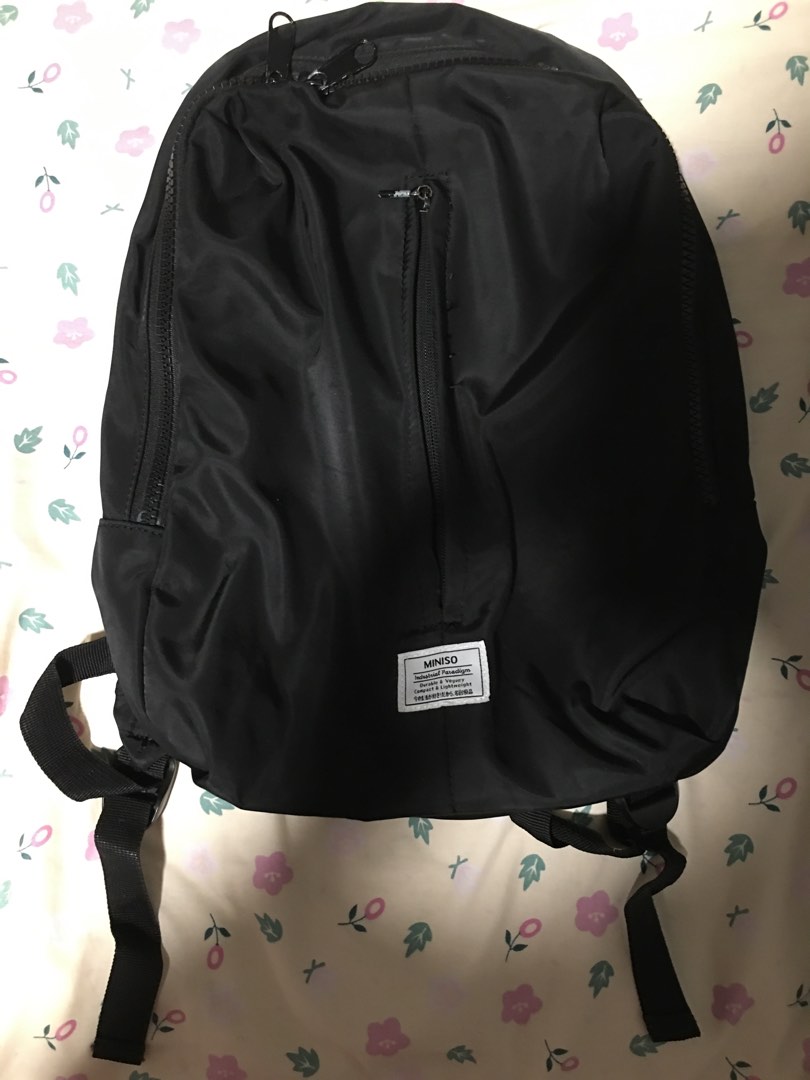 Miniso backpack (Black), Men's Fashion, Bags, Backpacks on Carousell