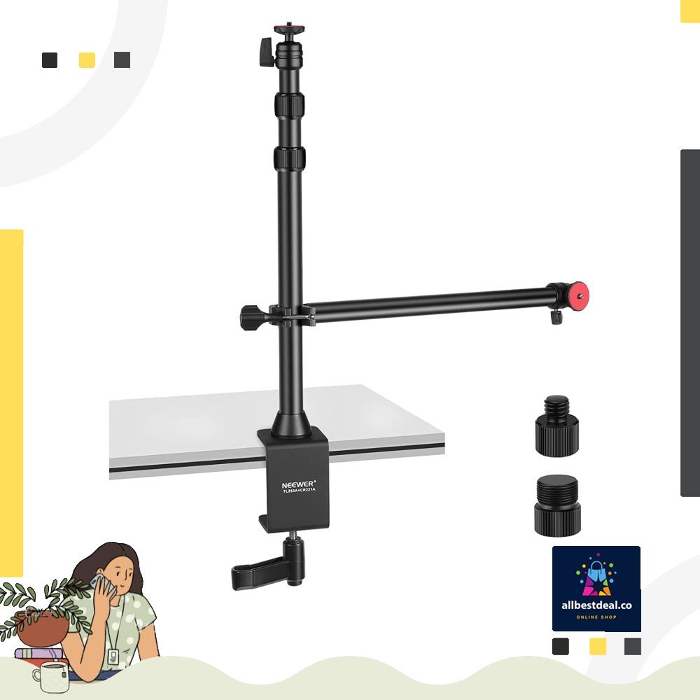 NEEWER Tabletop Camera Mount Stand with Flexible Arm, Overhead Height ...