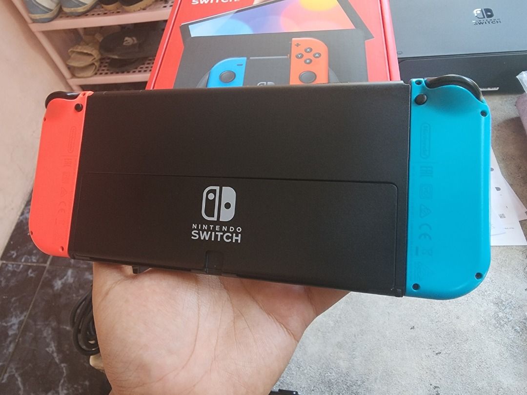 Nintendo Switch OLED Screen Model Neon Fullset 02, Video Game, Konsol ...