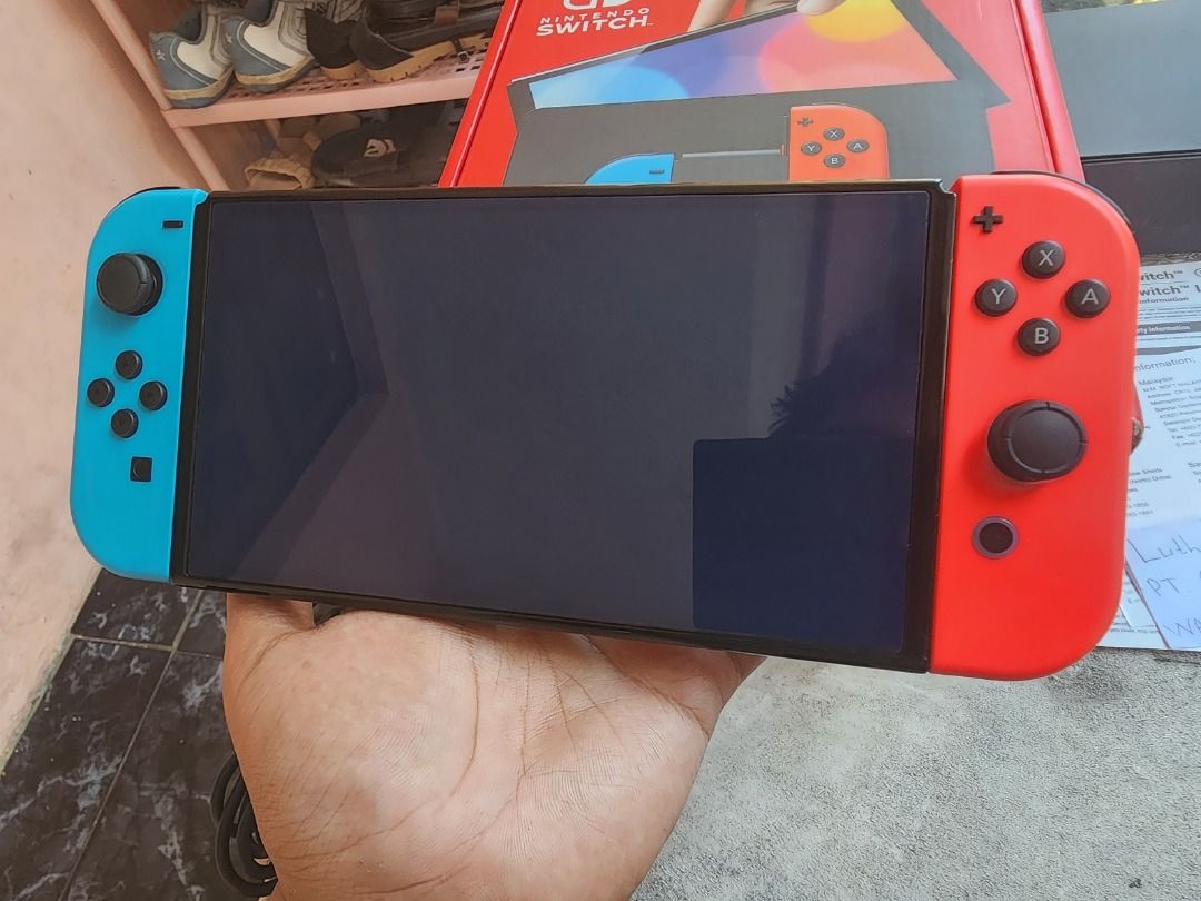 Nintendo Switch OLED Screen Model Neon Fullset 02, Video Game, Konsol ...