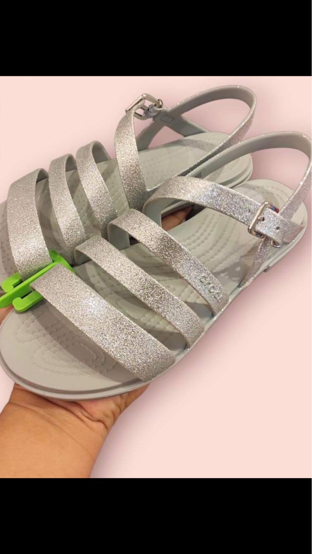 ORIG CROCS TULUM SILVER SANDALS SIZE W8 FREE SHIPPING on Carousell