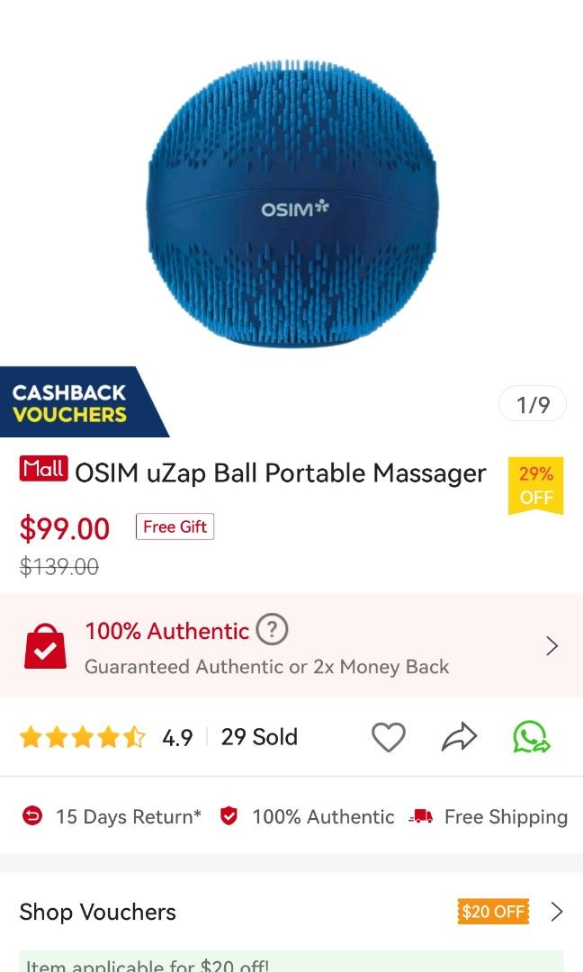 Osim uZap ball, Health & Nutrition, Massage Devices on Carousell