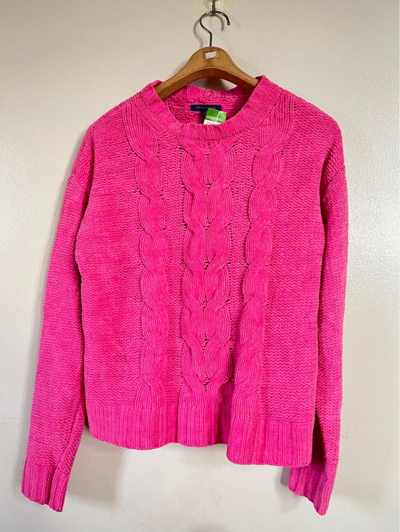 Repriced Pink Cable Knit Sweater Womens Fashion Tops Longsleeves On Carousell