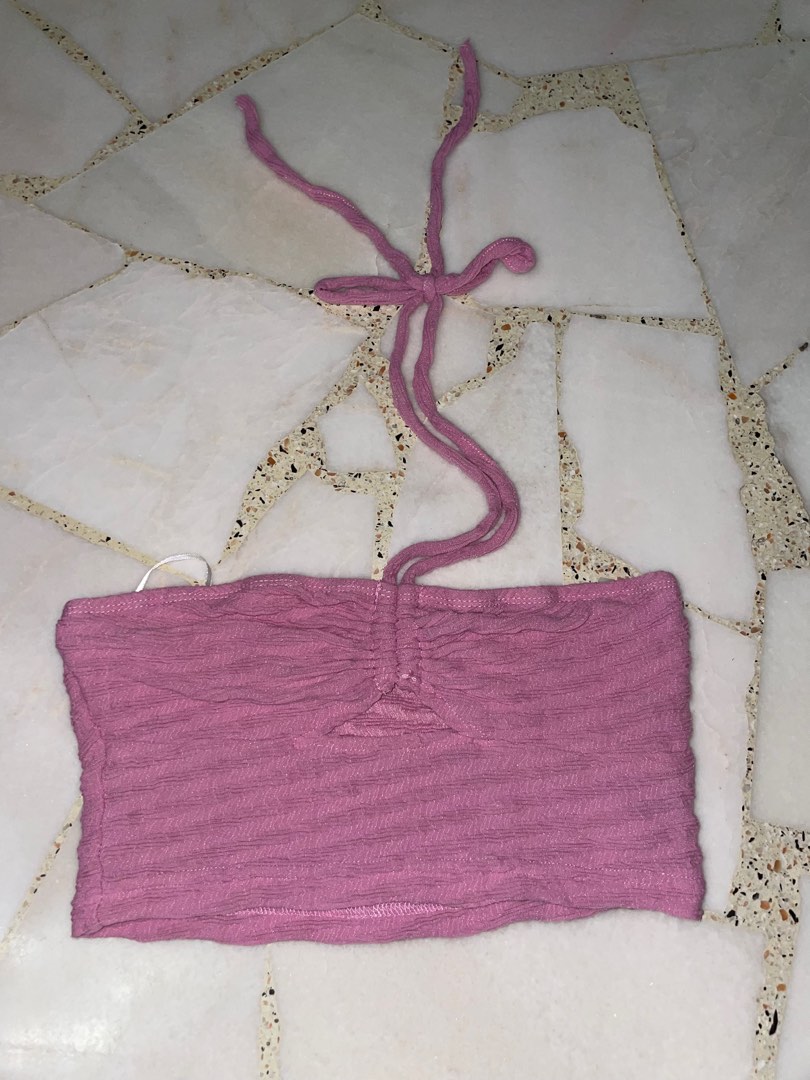 pink halter tube top, Women's Fashion, Tops, Other Tops on Carousell