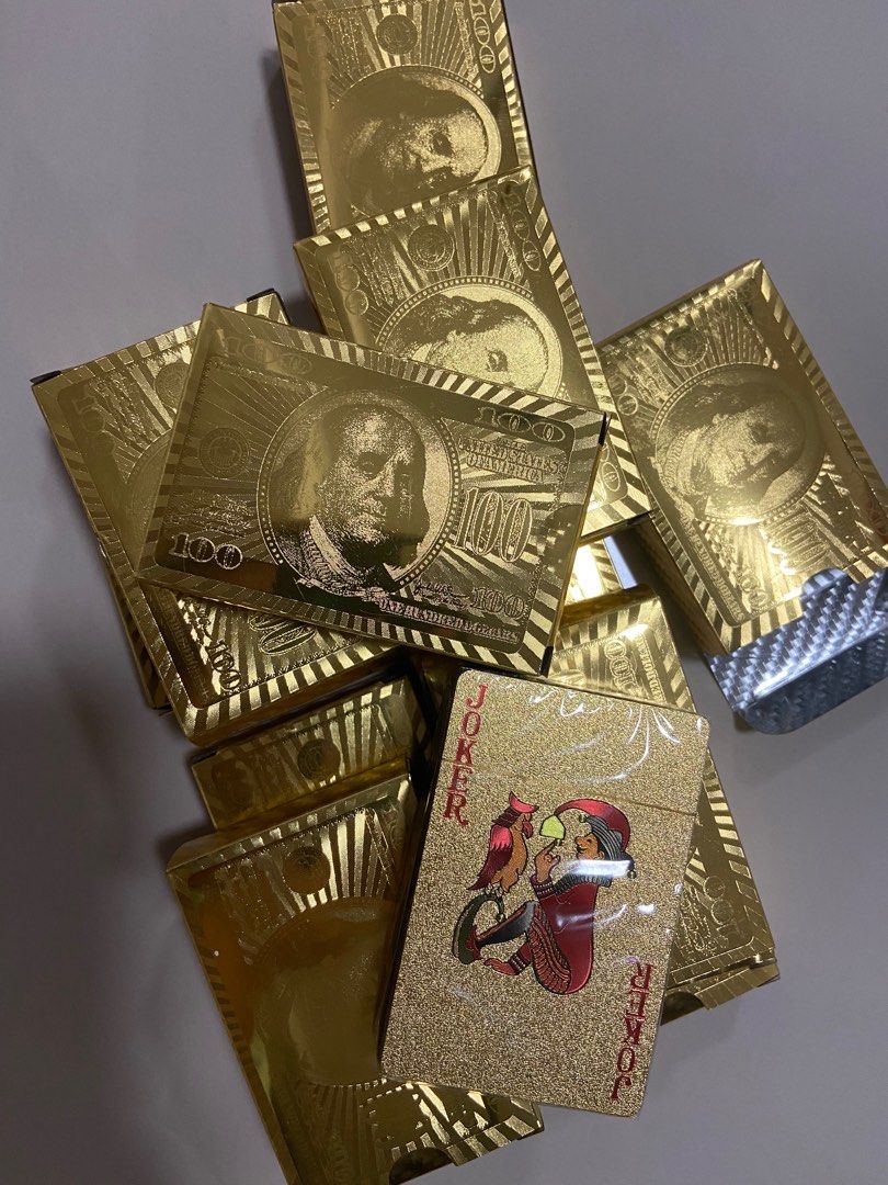Playing Cards- Poker card (Gold), Hobbies & Toys, Toys & Games on Carousell