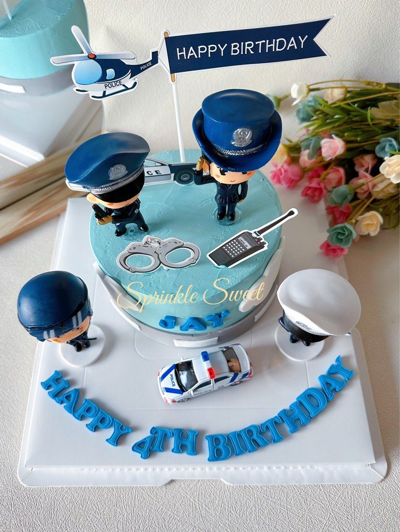 Police theme birthday cake/ police car birthday cake/ piñata cake ...