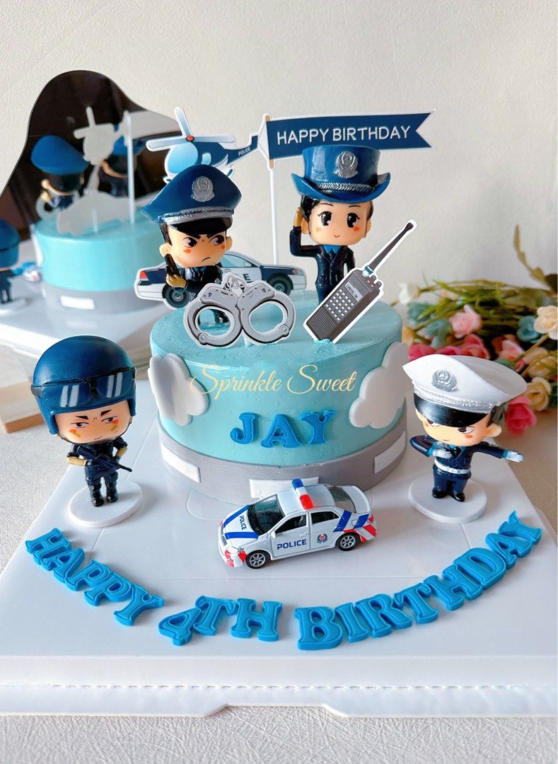 Police theme birthday cake/ police car birthday cake/ piñata cake ...