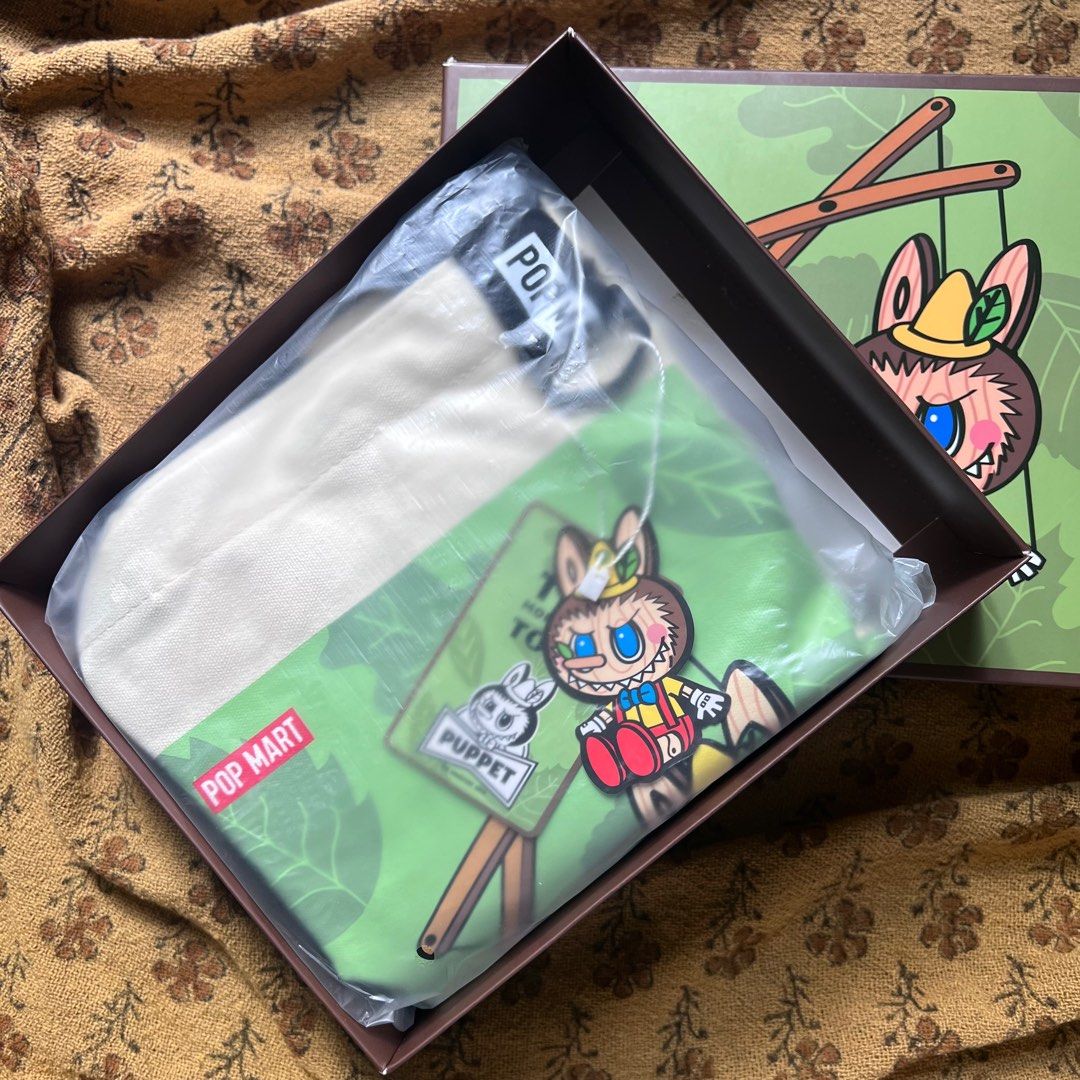 Popmart Labubu The Monster Puppet 木偶 環保袋, 興趣及遊戲, 玩具 & 遊戲類 - Carousell