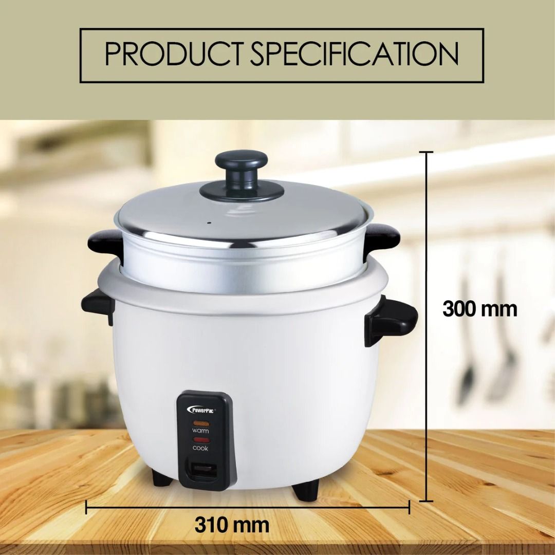 PowerPac PPRC8 Electric Rice Cooker 1.8 Litre with Steamer and ...