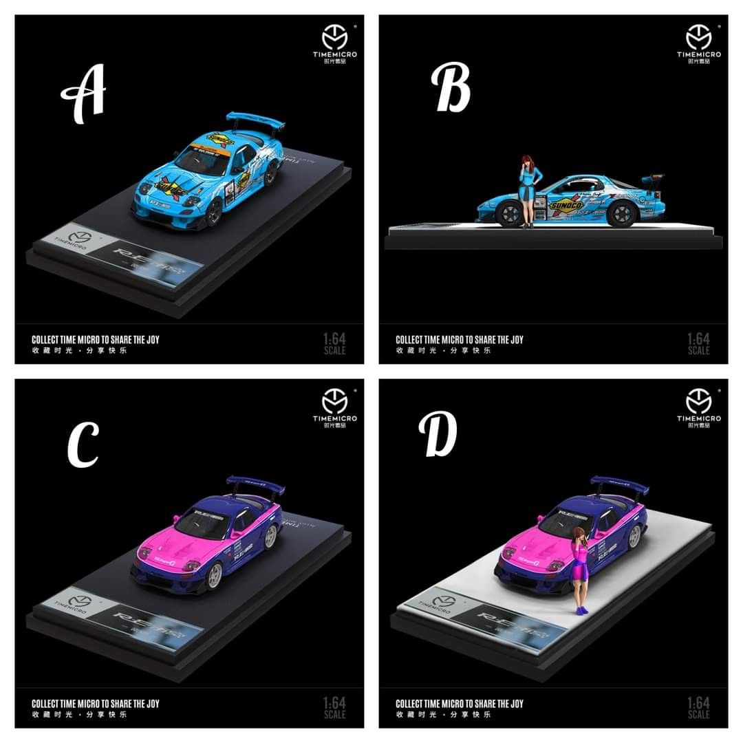 Preorder 1/64 Time micro Mazda RX7 Re Amemiya Blue Pink Drift, Hobbies ...